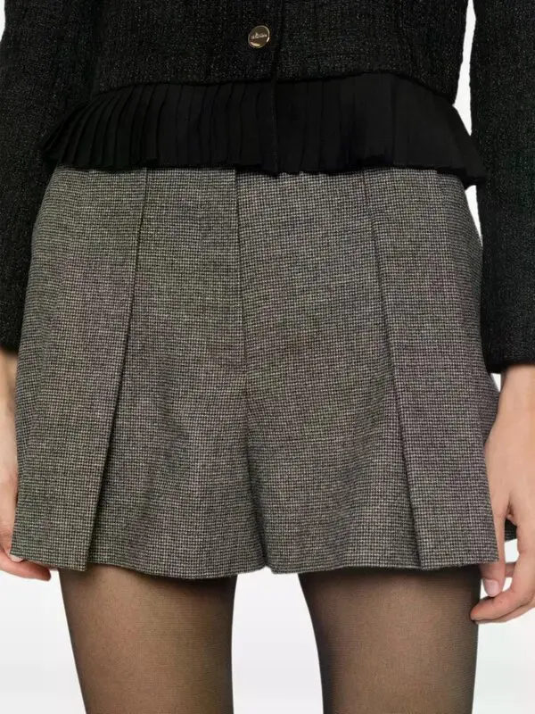 Sandro Houndstooth Pleated Shorts
