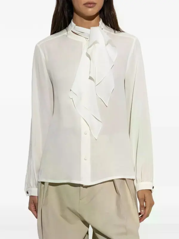 Max Mara Silk Tie-neck Shirt