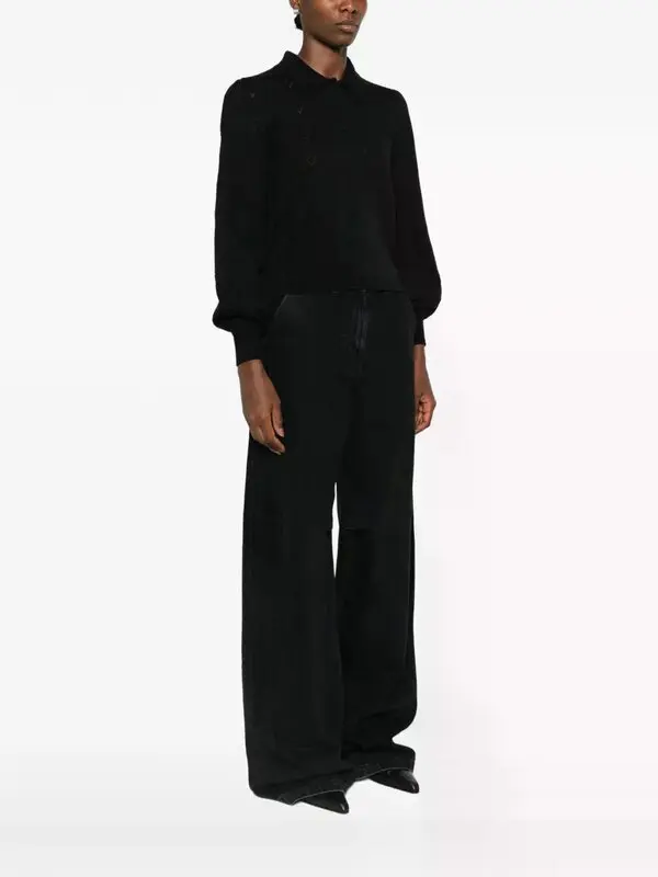 TWINSET Pointelle-knit Polo Shirt