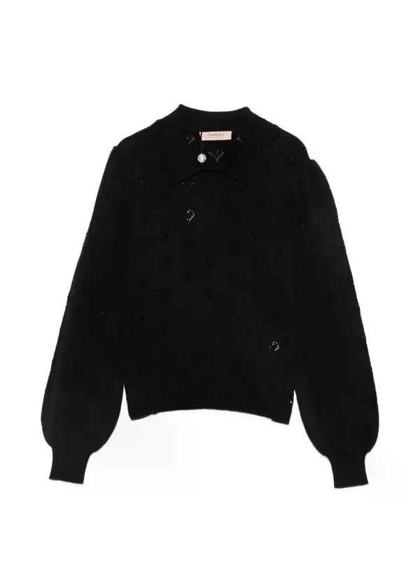TWINSET Pointelle Knit Polo Shirt