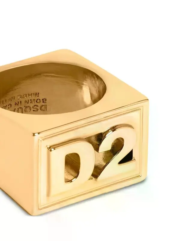 Dsquared2 Logo Square Statement Ring - Gold