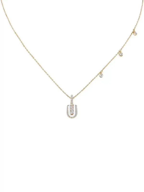 U LOS ANGELES 18k Yellow Diamond And White Quartz Necklace