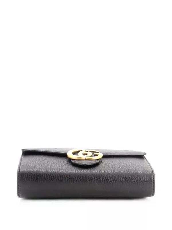 Gucci Gg Marmont Chain Wallet Leather Mini Clutch Bag - Black