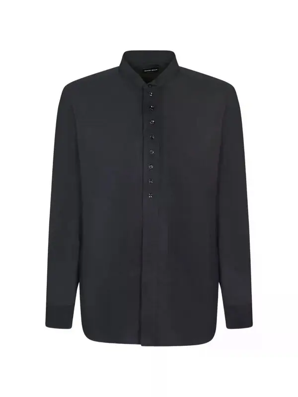 Giorgio Armani Mandarin-collar Long-sleeve Shirt - Blue