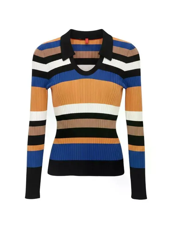 Isaia Striped Ribbed Sweater - Blue