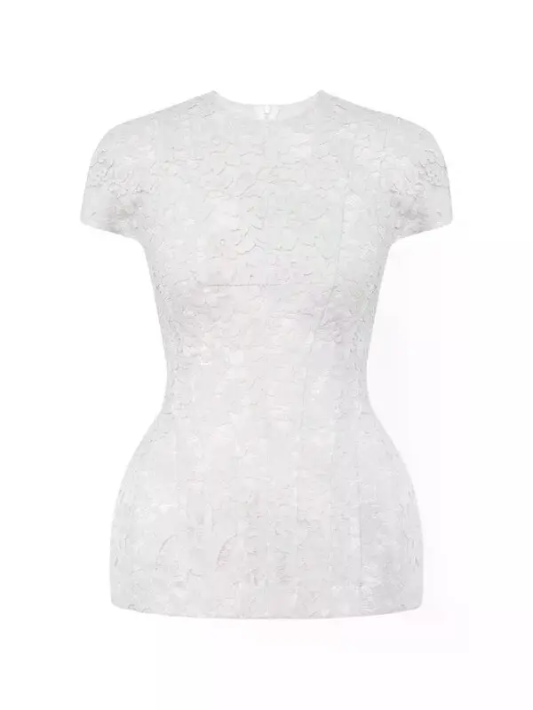 POST MERIDIEM Lace Peplum Top - White