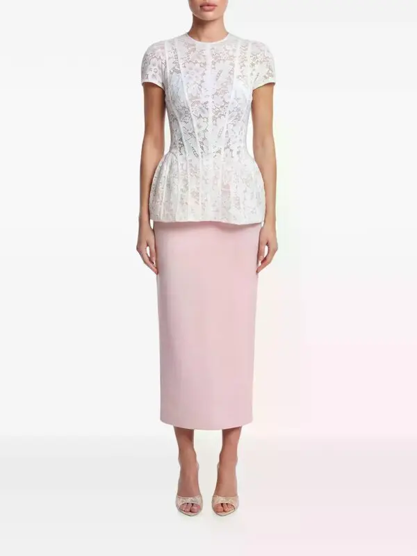 POST MERIDIEM Lace Peplum Top - White