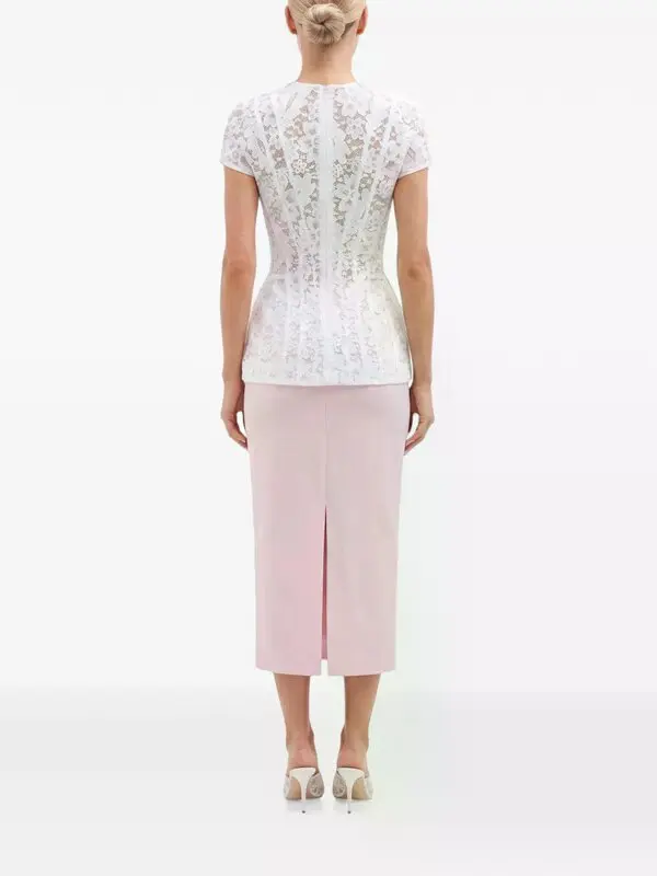 POST MERIDIEM Lace Peplum Top - White