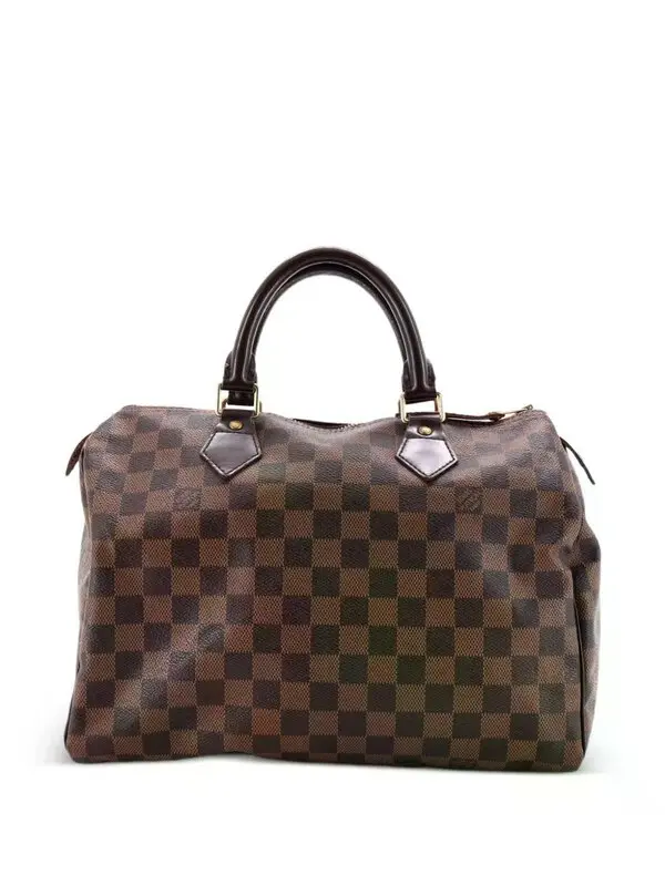 LOUIS VUITTON Speedy Handbag Damier 30 Satchel - Brown