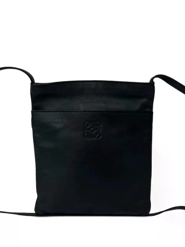Loewe 2000-2010 Leather Anagram Crossbody Bag - Black