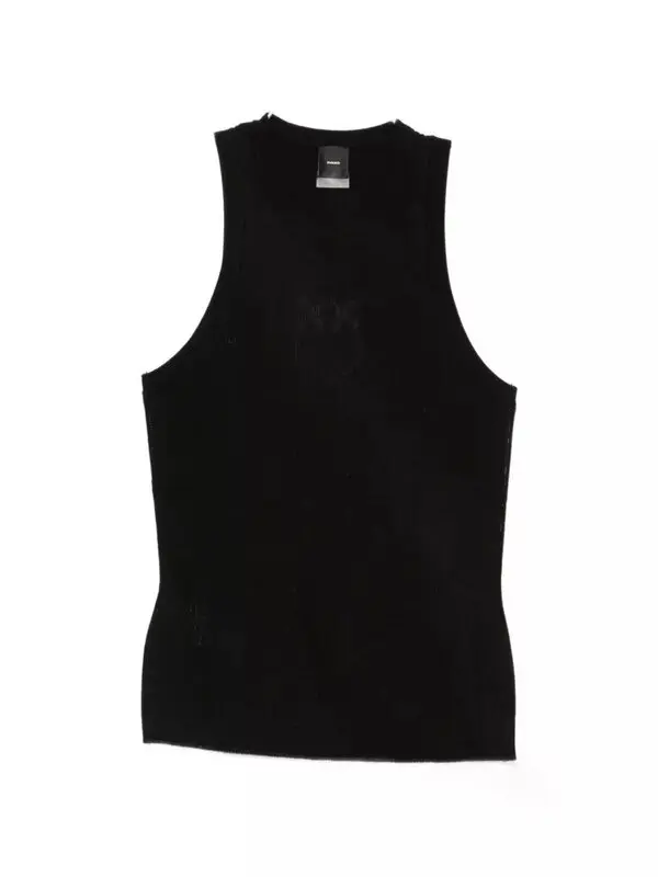 Pinko Love Birds Ribbed Top - Black