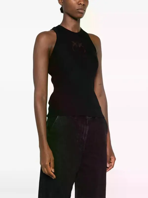 Pinko Love Birds Ribbed Racer Back Top