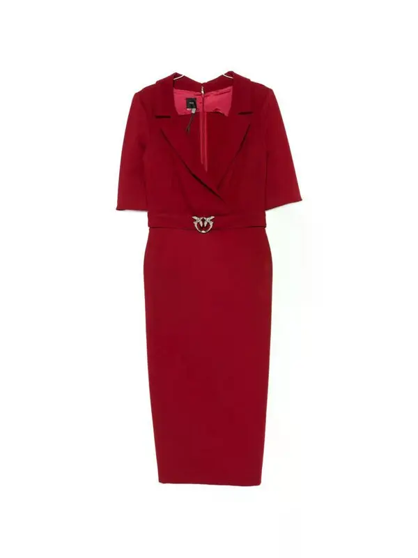 Pinko Love Birds Belted Dress With Notched Lapels