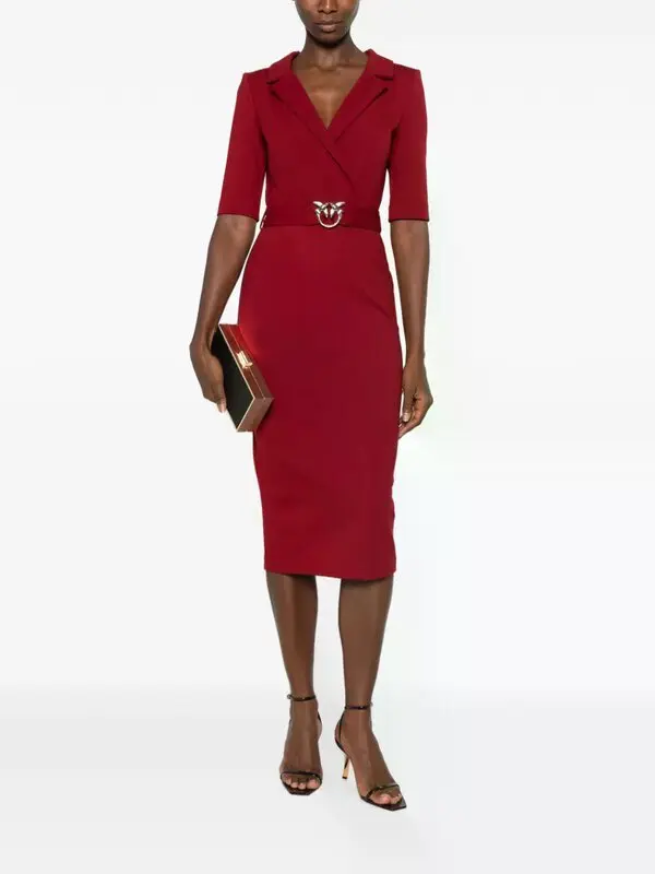 Pinko Love Birds Belted Dress With Notched Lapels