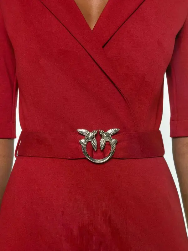 Pinko Love Birds Belted Dress With Notched Lapels