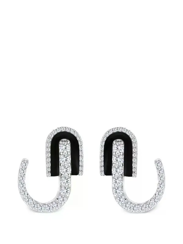 U LOS ANGELES 18k White Gold Diamond And Onyx Earrings