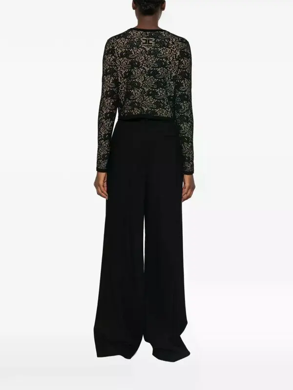 Elisabetta Franchi Lace-pattern Logo-plaque Sweater