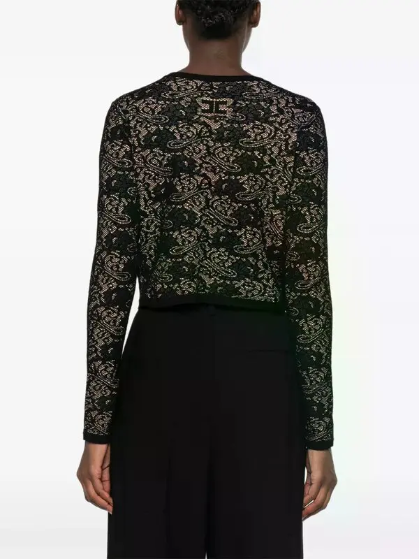 Elisabetta Franchi Lace Pattern Logo Plaque Sweater
