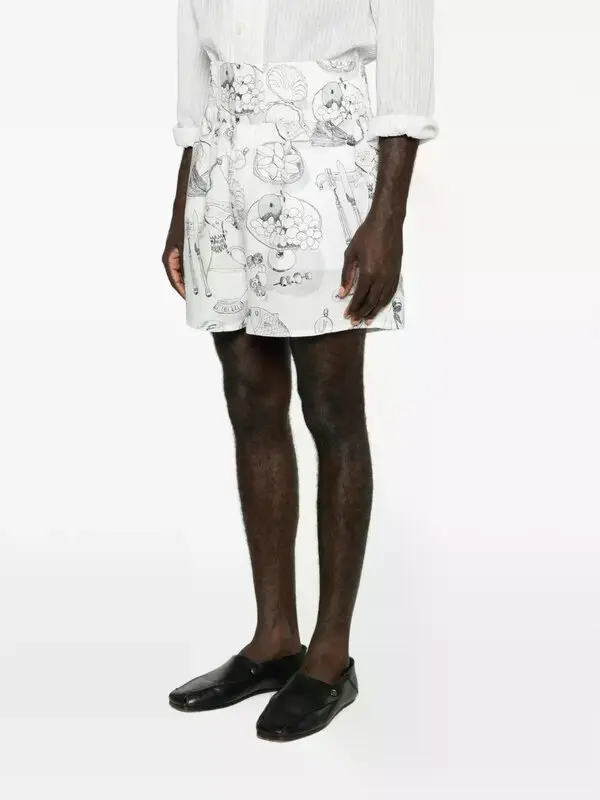 Jacquemus Graphic Print High-waisted Wide-leg Shorts
