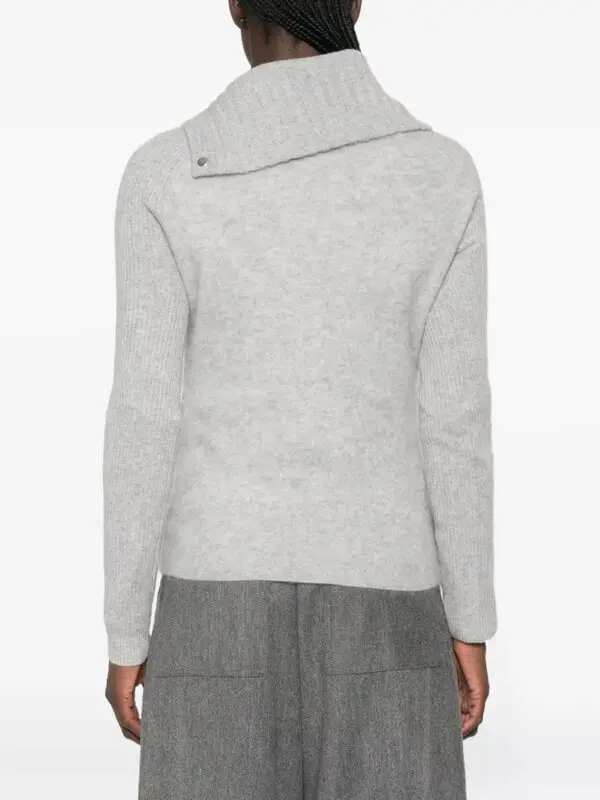 Sportmax Asymmetric Fastening Ribbed Sleeve Knit - Grey