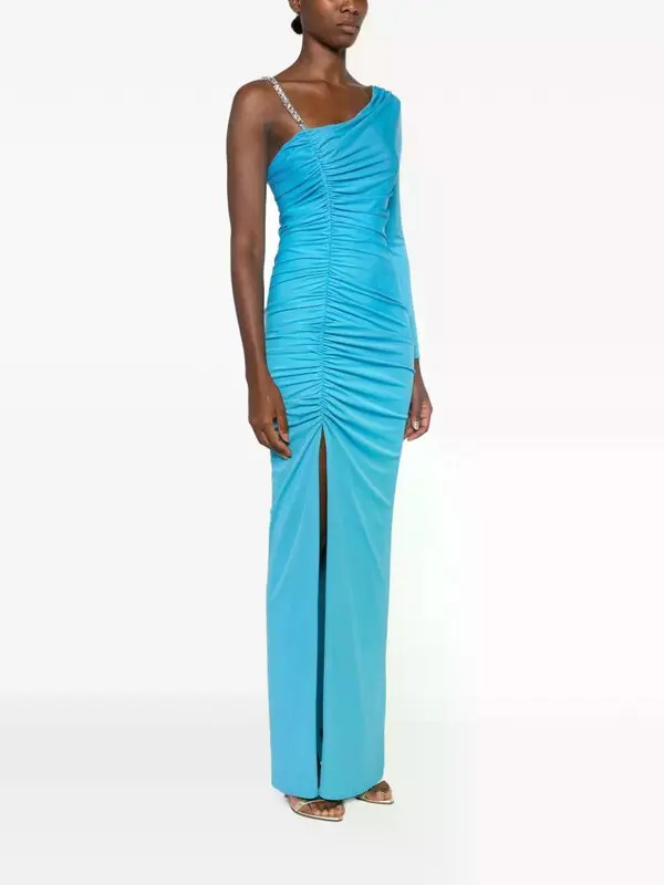 ALESSANDRO LEGORA Crystal-embellished Ruched Maxi Dress