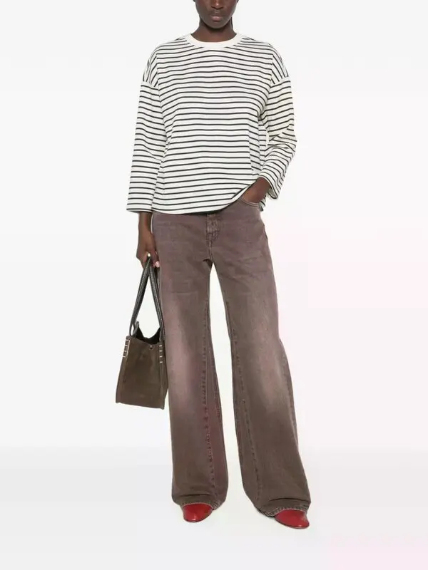 MAISON123 Horizontal Stripe Drop Shoulder T-shirt