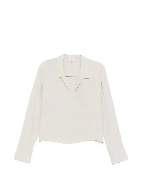 ALYSI Spread Collar V-neck Long Sleeve Blouse
