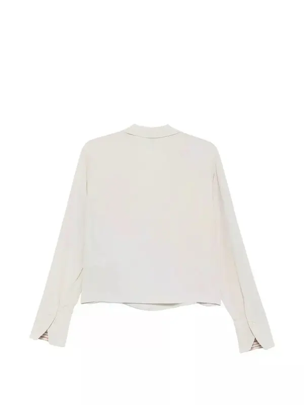 ALYSI Spread Collar V-neck Long Sleeve Blouse