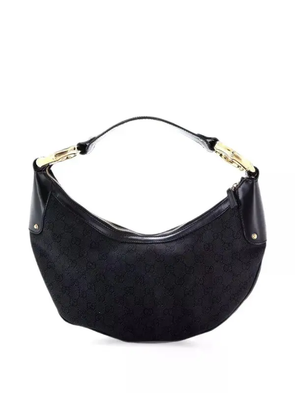 Gucci Bamboo Ring Half Moon Web Gg Canvas Medium Hobo Bag