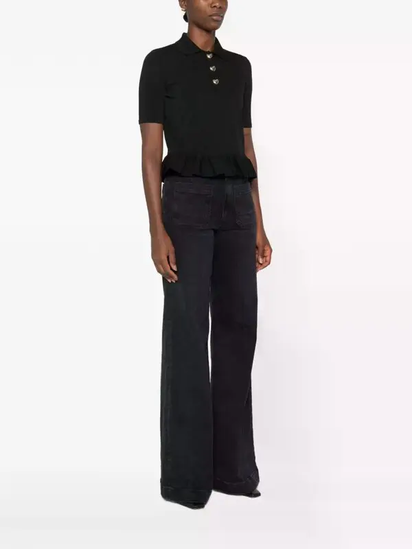 TWINSET Ruffle-trim Heart-button Polo Shirt