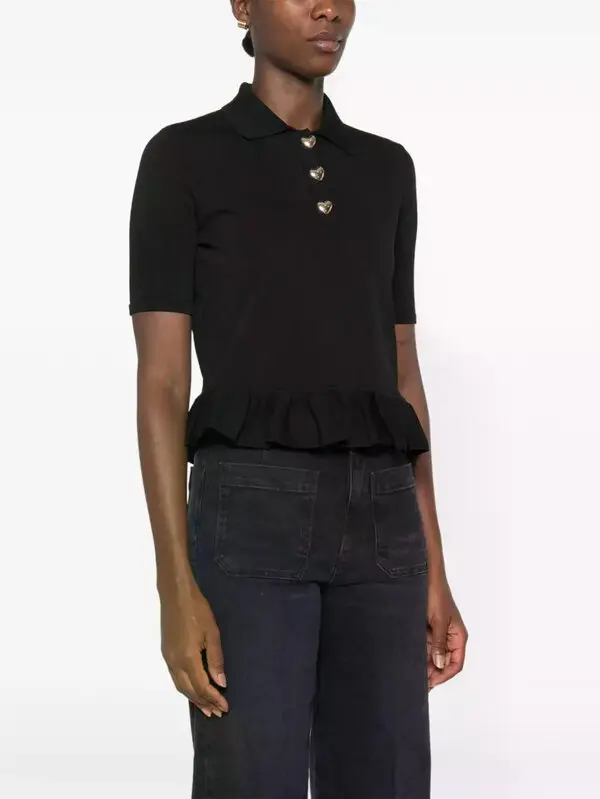 TWINSET Ruffle-trim Heart-button Polo Shirt