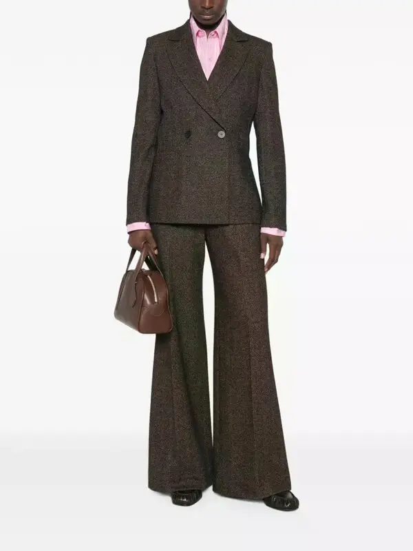 Harris Wharf London Herringbone Elasticated Waist Trousers - Brown