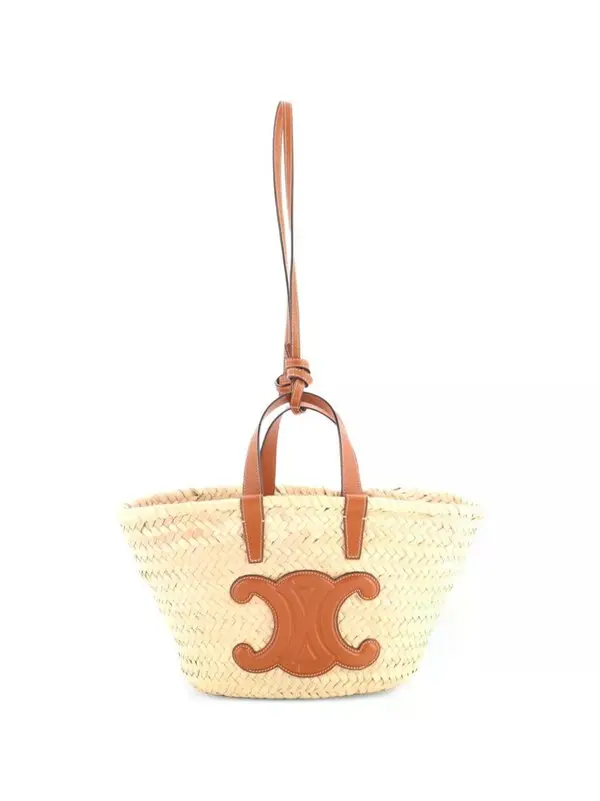 Celine Triomphe Basket Raffia With Leather Teen Shoulder Bag - Neutrals