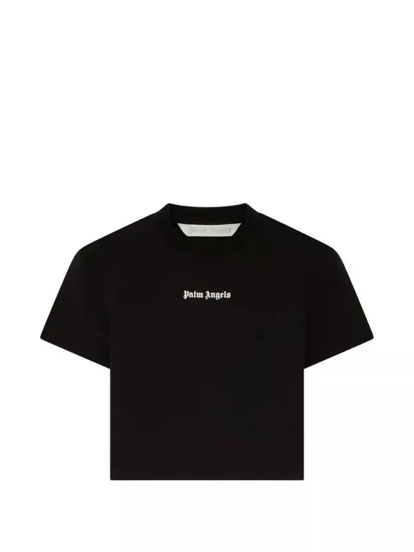 Palm Angels Logo-print Cropped T-shirt - Black