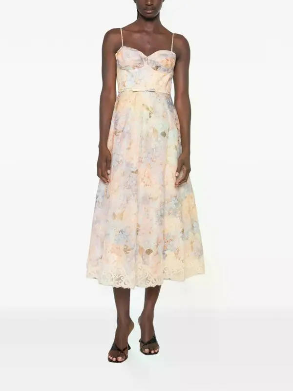 Zimmermann Valiant Floral-print Midi Dress - Neutrals