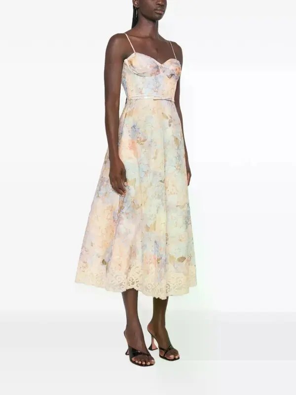 Zimmermann Valiant Floral-print Midi Dress - Neutrals