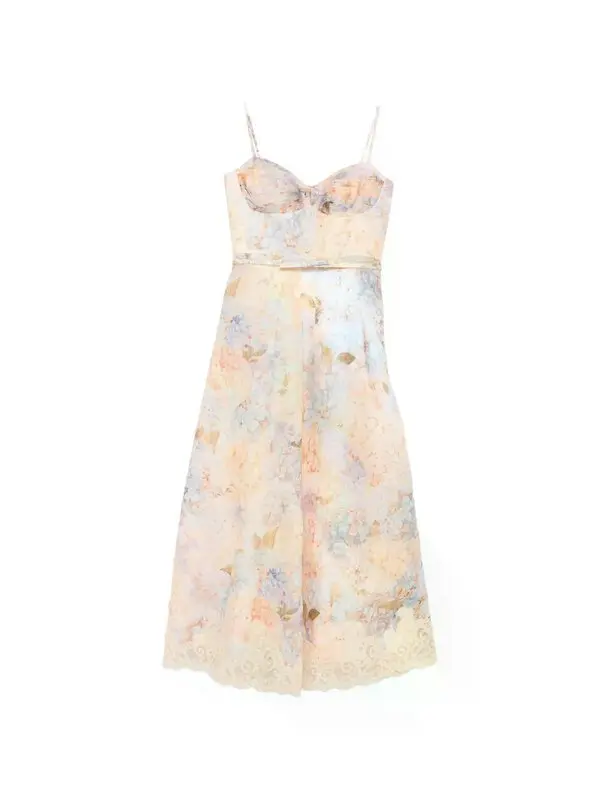Zimmermann Valiant Floral-print Midi Dress - Neutrals