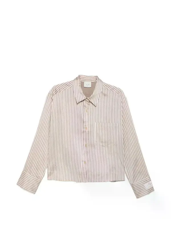 ALYSI Vertical-stripe Chest-pocket Shirt - Neutrals