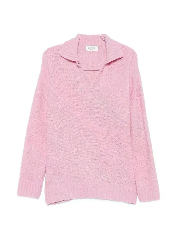LANEUS Bouclé Long-sleeve Polo Shirt