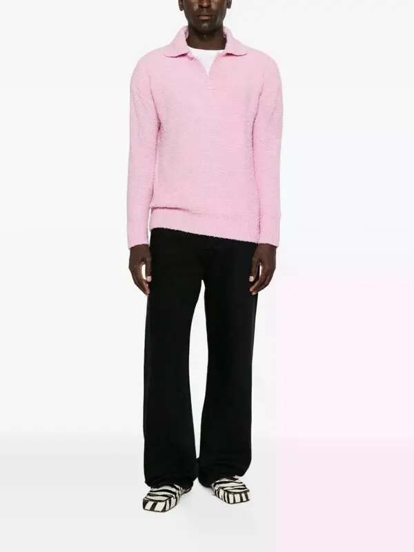 LANEUS Bouclé Long-sleeve Polo Shirt