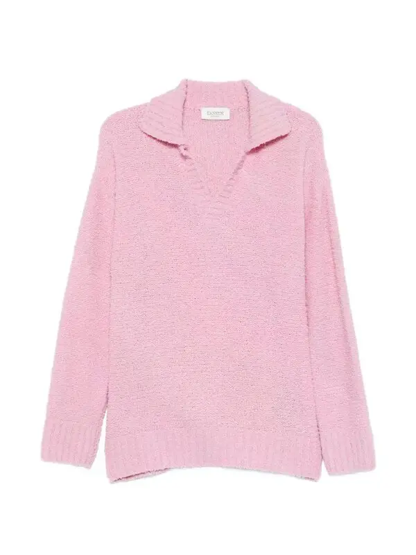 LANEUS Bouclé Long-sleeve Polo Shirt