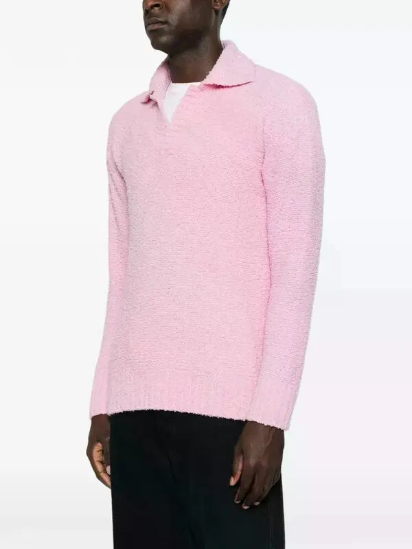 LANEUS Bouclé Long-sleeve Polo Shirt