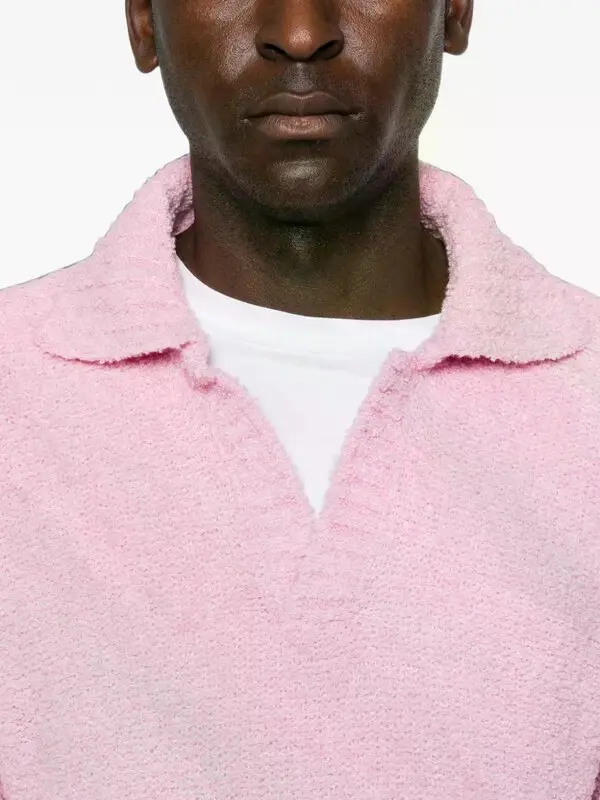 LANEUS Bouclé Long-sleeve Polo Shirt