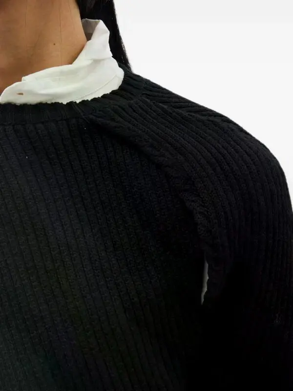 ANN DEMEULEMEESTER Ribbed Knit Long Sleeve Sweater
