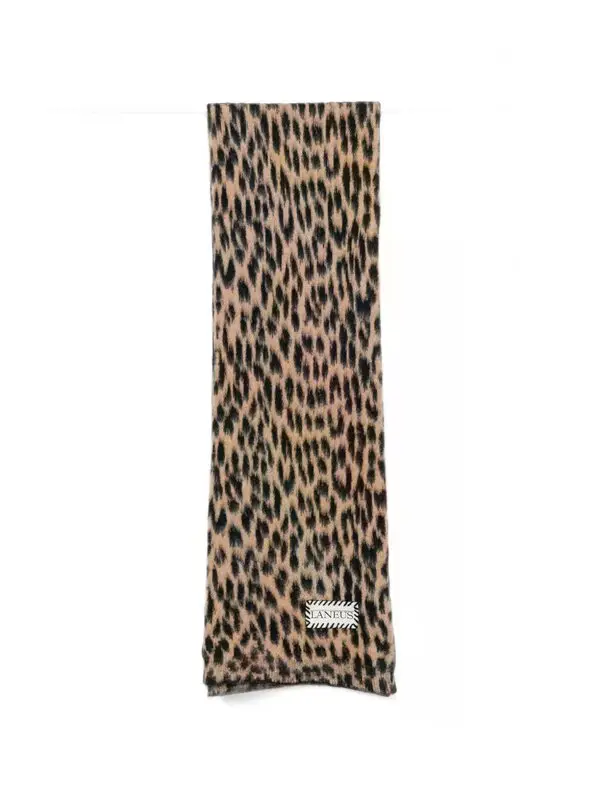 LANEUS Leopard-print Knitted Scarf