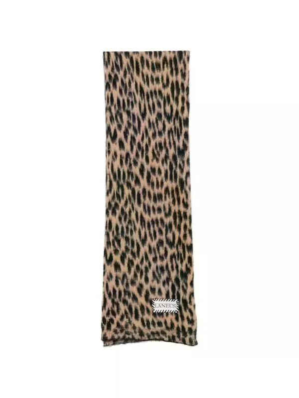 LANEUS Leopard-print Knitted Scarf