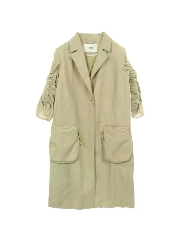 Fendi Perforated Ruched-sleeve Coat - Green