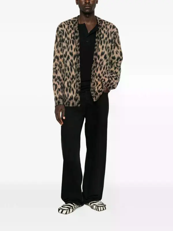 LANEUS Leopard-print Knit Cardigan