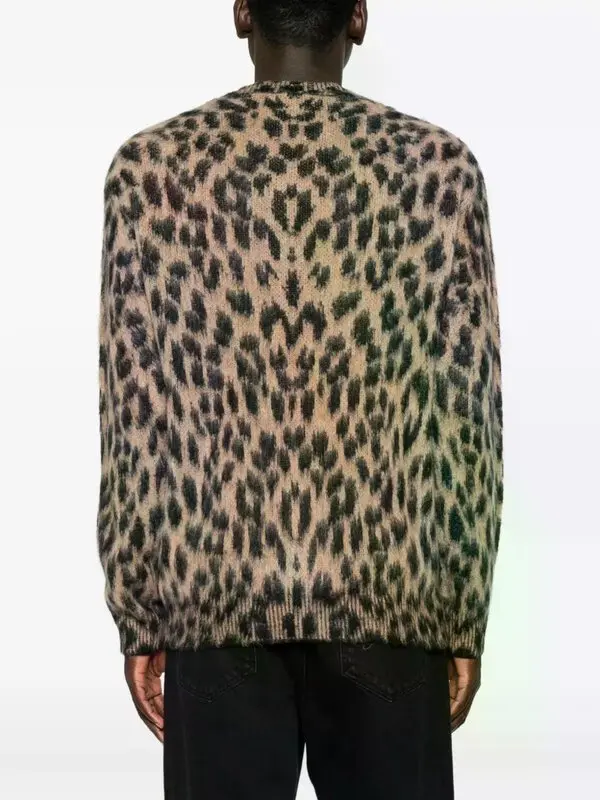 LANEUS Leopard-print Knit Cardigan