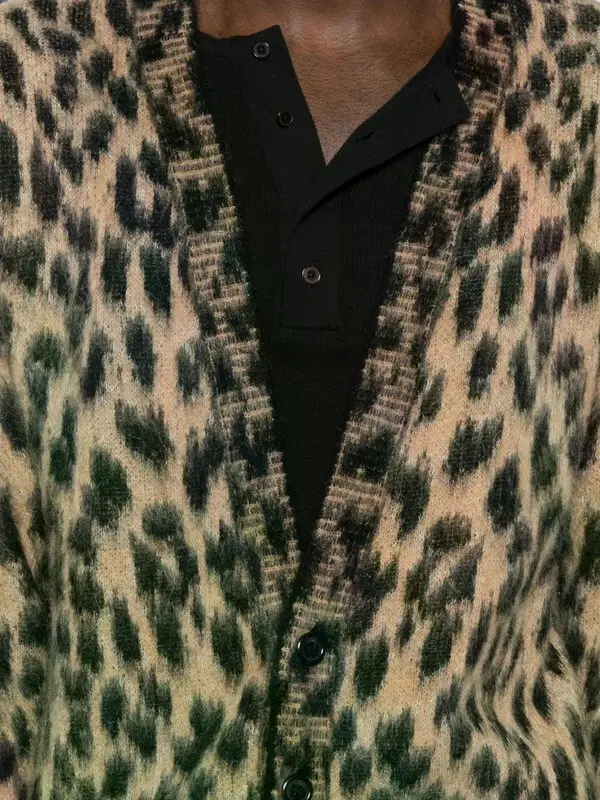 LANEUS Leopard-print Knit Cardigan